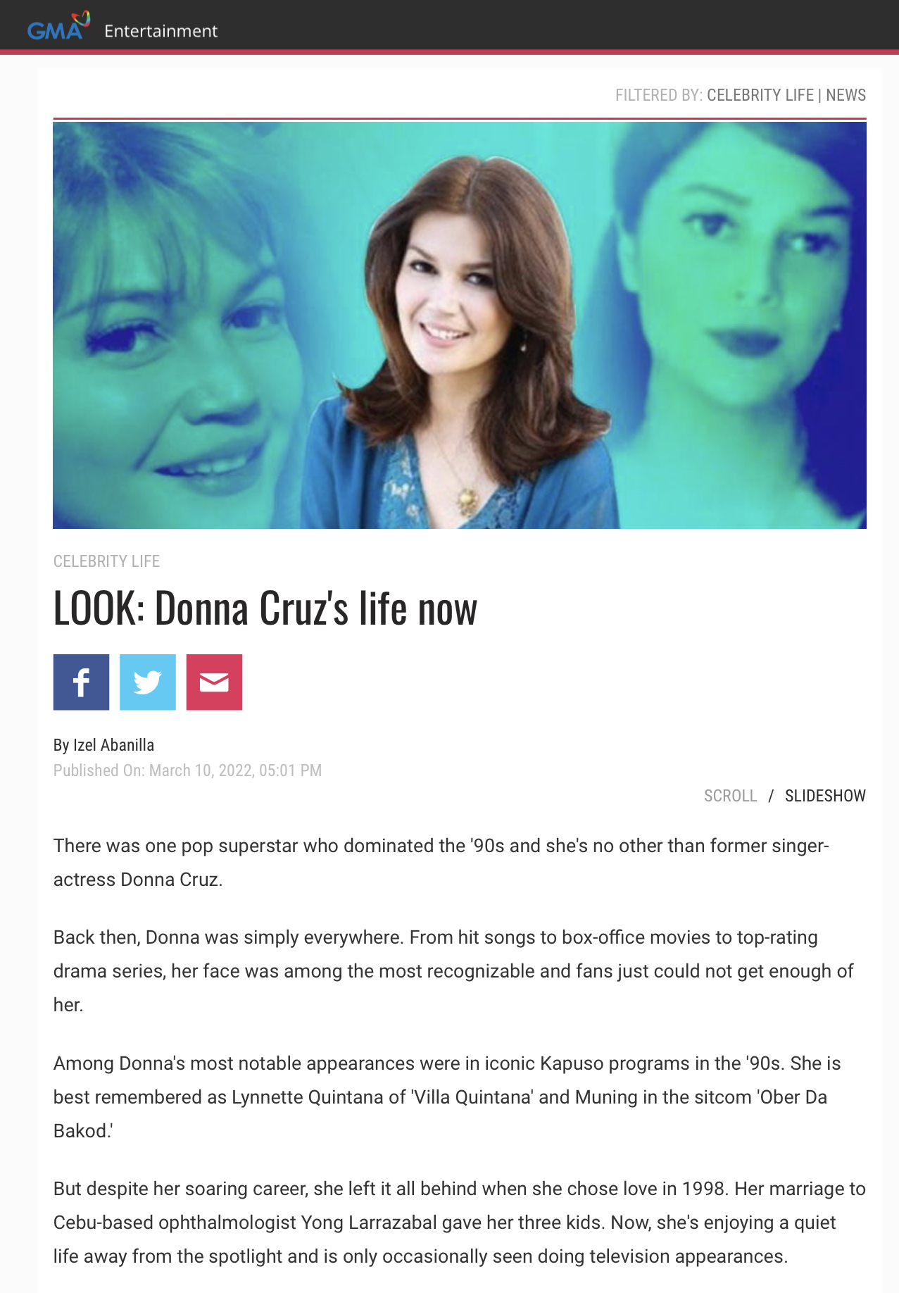 GMA feature: Look: Donna Cruz’s life now – DonnaCruz.com – Website of ...